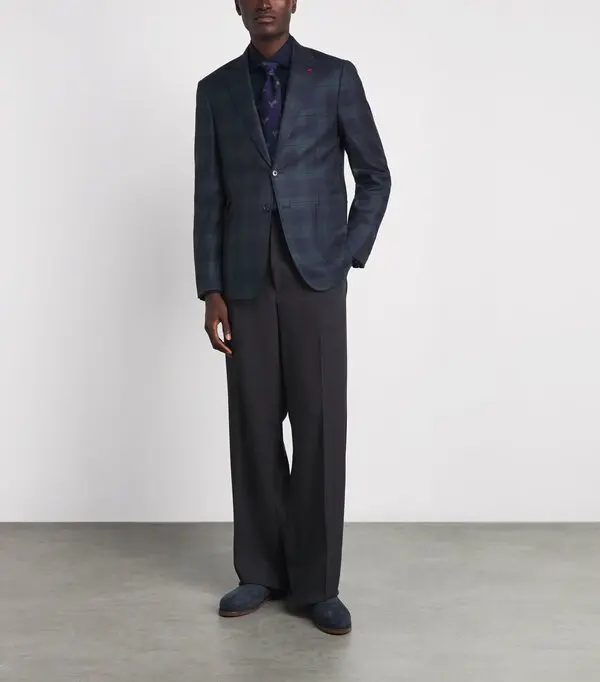 Isaia Wool Check Capri Blazer