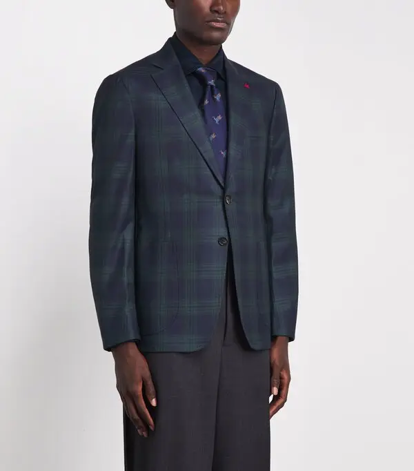 Isaia Wool Check Capri Blazer