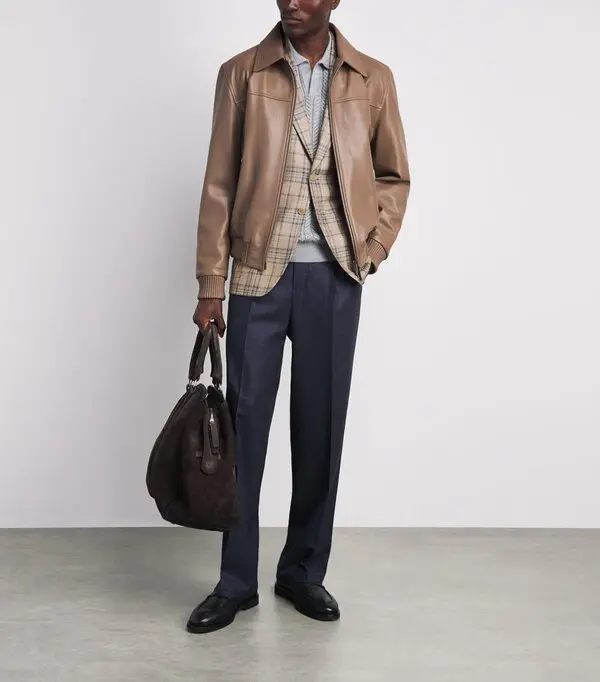 Isaia Wool-silk Check Capri Blazer