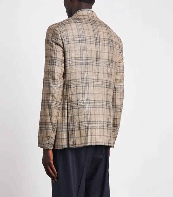 Isaia Wool-silk Check Capri Blazer