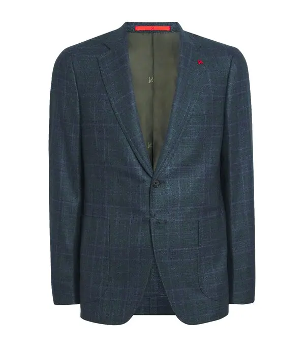 Isaia Wool-silk-cashmere Check Capri Blazer