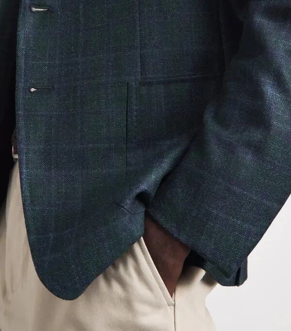 Isaia Wool-silk-cashmere Check Capri Blazer