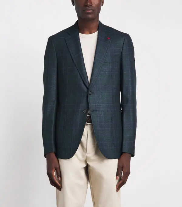 Isaia Wool-silk-cashmere Check Capri Blazer