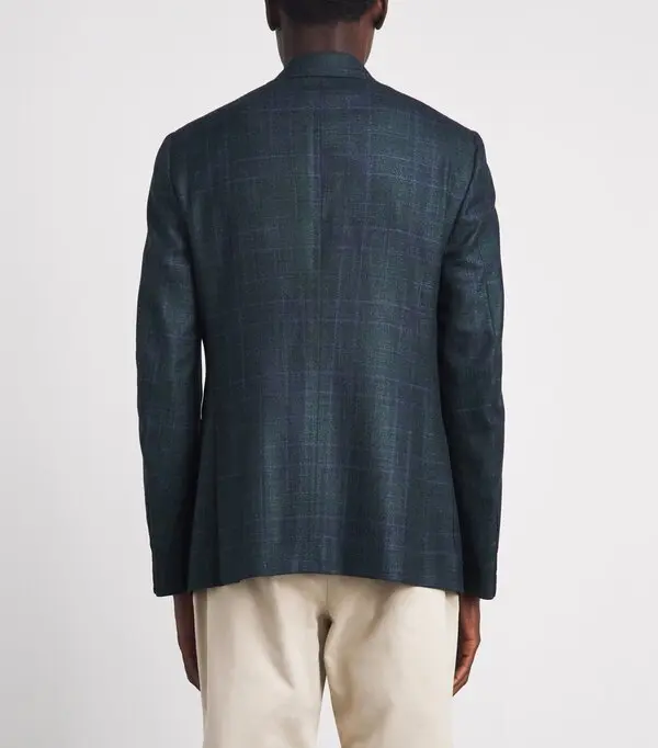 Isaia Wool-silk-cashmere Check Capri Blazer