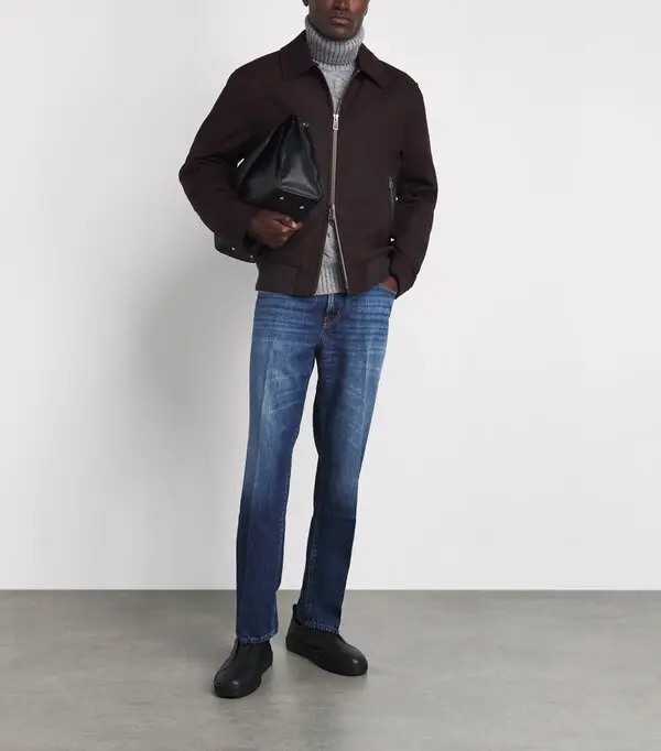 Isaia Wool Padded Aviator Jacket