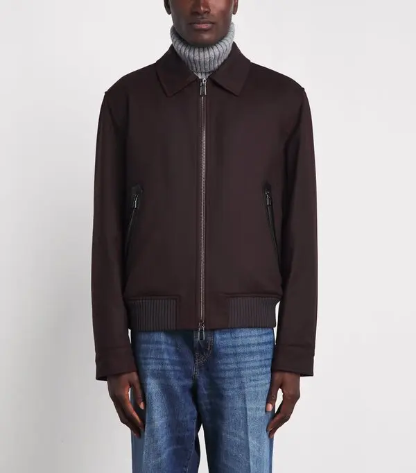 Isaia Wool Padded Aviator Jacket