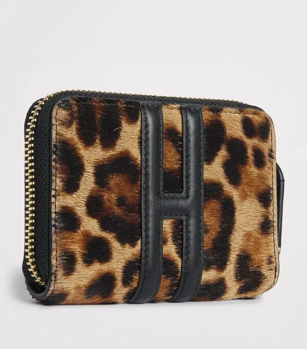 Harrods Leather Leopard Print Zip-around Purse