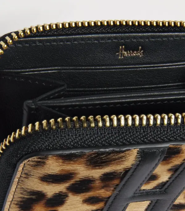 Harrods Leather Leopard Print Zip-around Purse