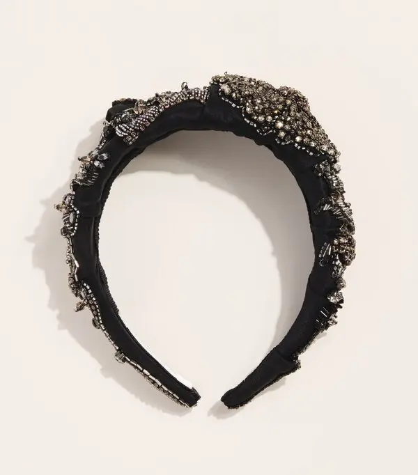 JENNIFER BEHR Satin Embellished Scarlette Headband - Black