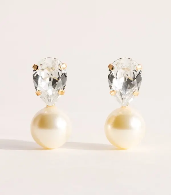 JENNIFER BEHR Plated Crystal Pearl Drop Earrings - Gold