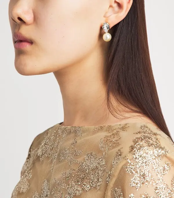 JENNIFER BEHR Plated Crystal Pearl Drop Earrings