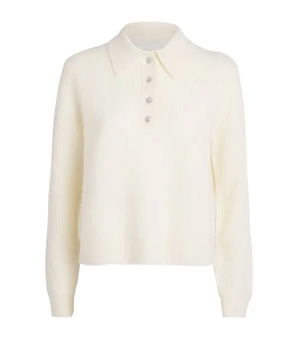 Harrods Cashmere Polo Sweater With Crystal Embellishments