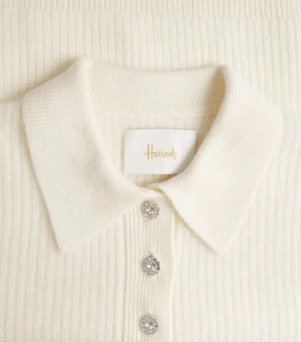 Harrods Cashmere Polo Sweater With Crystal Embellishments