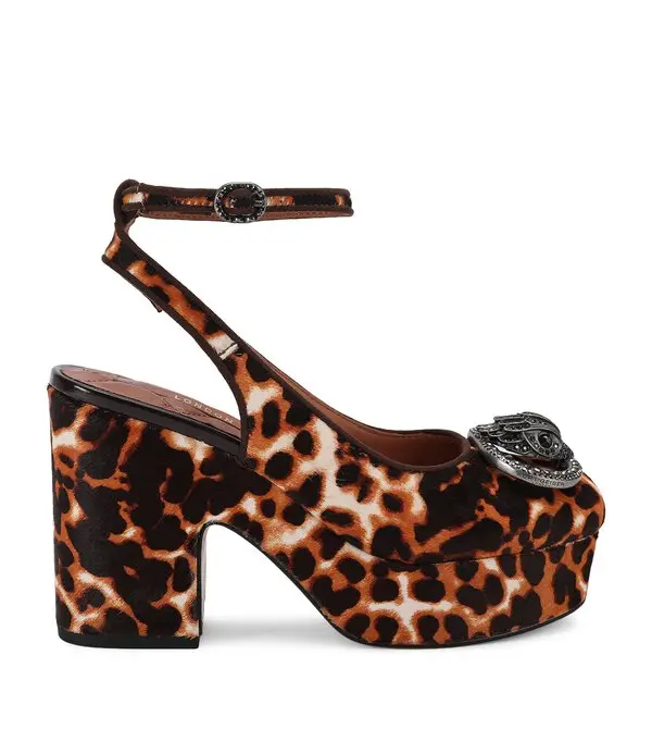Kurt Geiger Leopard Print Chelsea Platform Pumps 110 - Beige