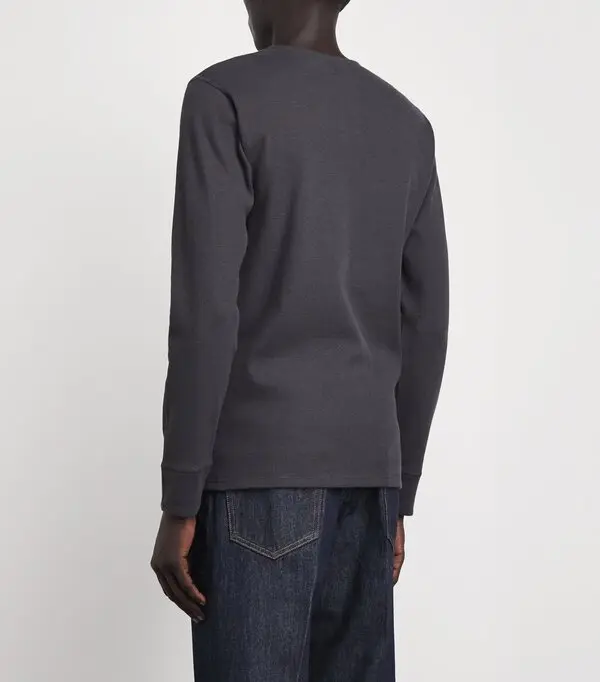 LEMAIRE Cotton-linen Rib-knit Henley T-shirt