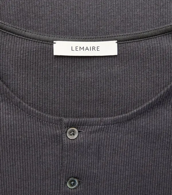 LEMAIRE Cotton-linen Rib-knit Henley T-shirt
