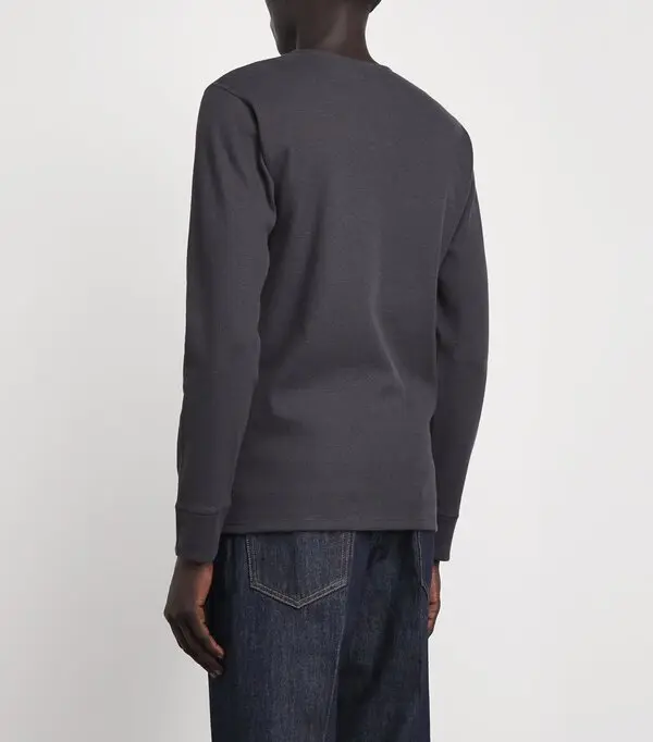 LEMAIRE Cotton-linen Rib-knit Henley T-shirt