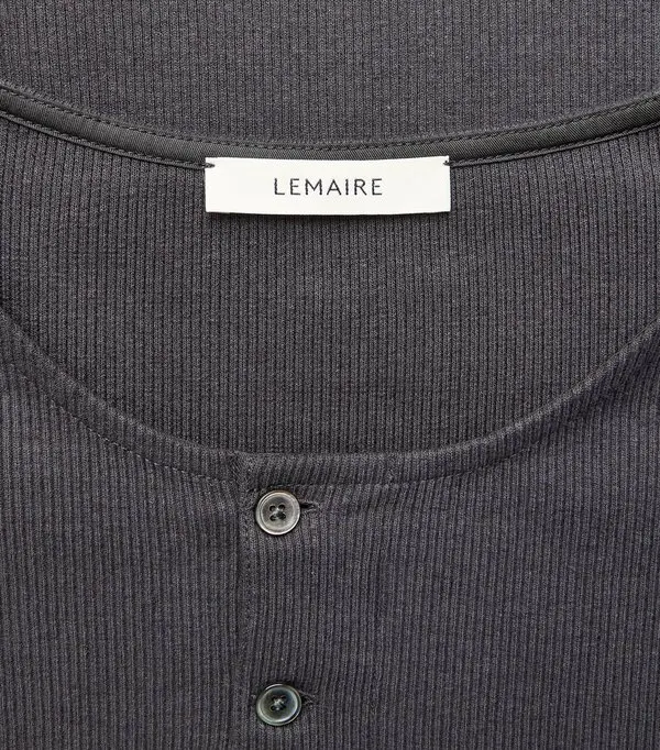 LEMAIRE Cotton-linen Rib-knit Henley T-shirt