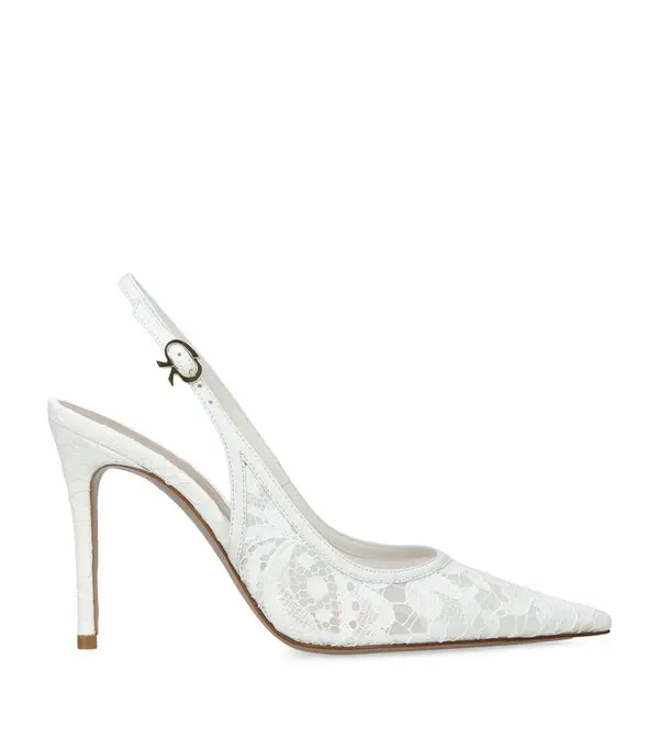 GIANVITO ROSSI Leather Lace Slingback Heels 95 - White