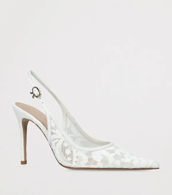 GIANVITO ROSSI Leather Lace Slingback Heels 95