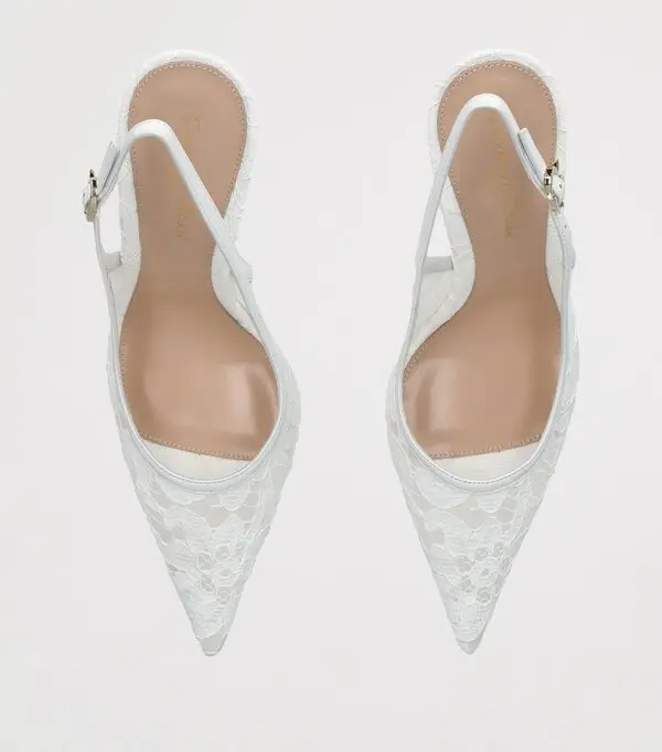 GIANVITO ROSSI Leather Lace Slingback Heels 95