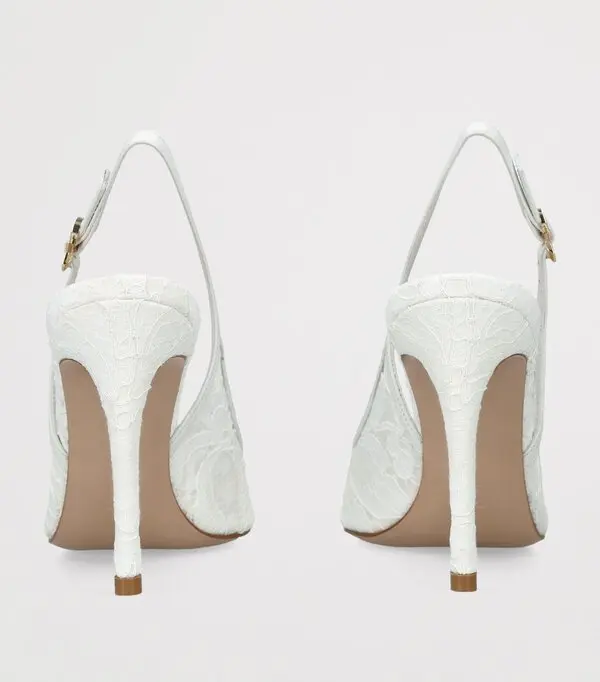GIANVITO ROSSI Leather Lace Slingback Heels 95