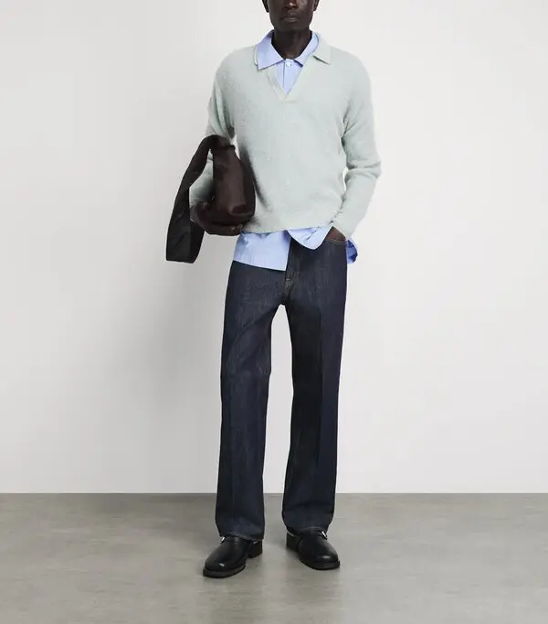 Auralee Alpaca-blend Skipper Polo Sweater