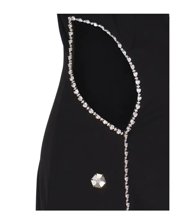 Philipp Plein Sleeveless Maxi Dress With Crystal Embellishments And Cut-out Details