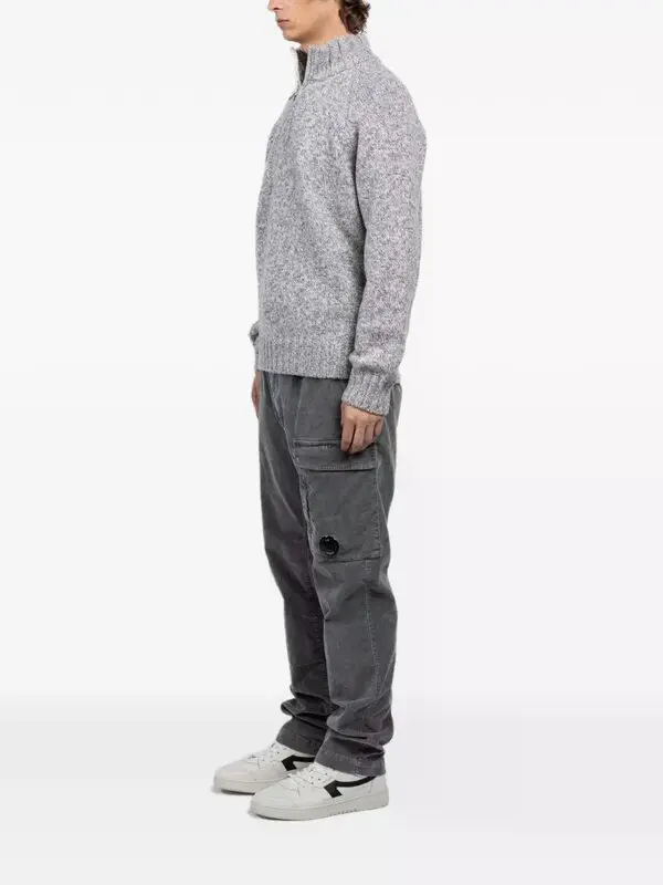 GRAN SASSO Zip-neck Textured Knit Sweater