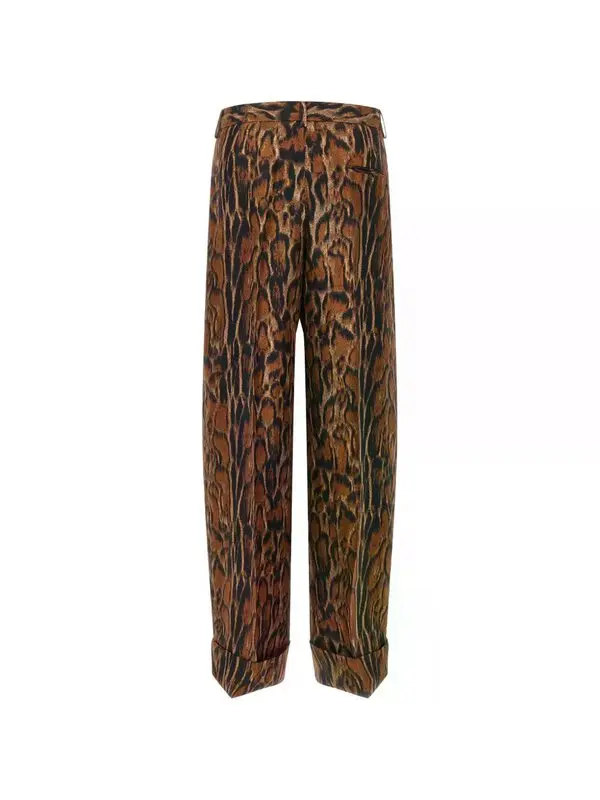 Alberto Biani Lynx-print Wide-leg Trousers