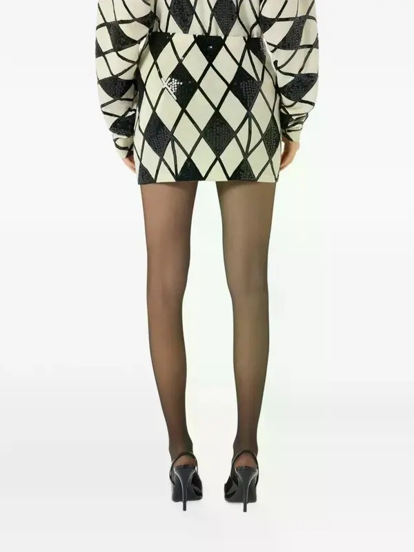Blumarine Sequin-embellished Diamond-knit Mini Skirt