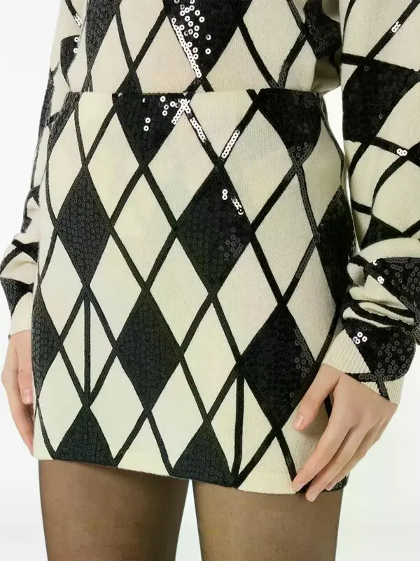 Blumarine Sequin-embellished Diamond-knit Mini Skirt
