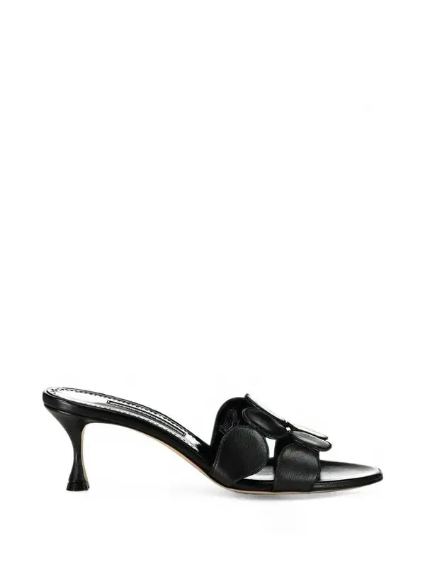 Manolo Blahnik Haribal Appliqué Leather Sandals - Black