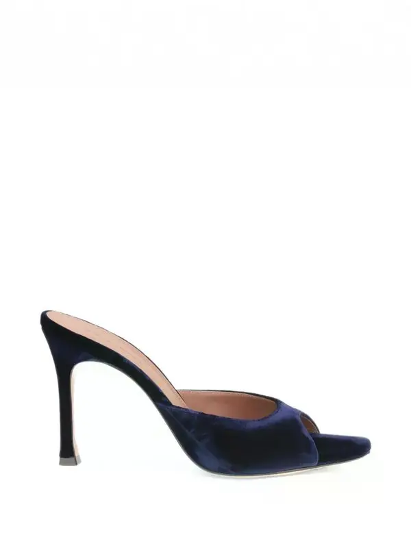 Amina Muaddi Alexa 95 Velvet Sandals - Blue