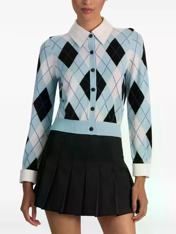 Alice + Olivia Dollie Argyle Wool Cardigan