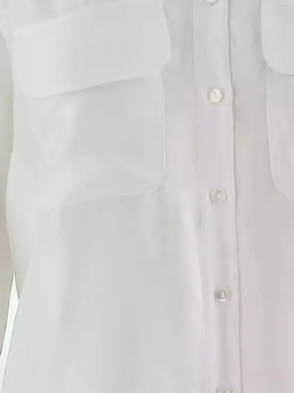 HER SHIRT Flap-pocket Silk Shirt - White