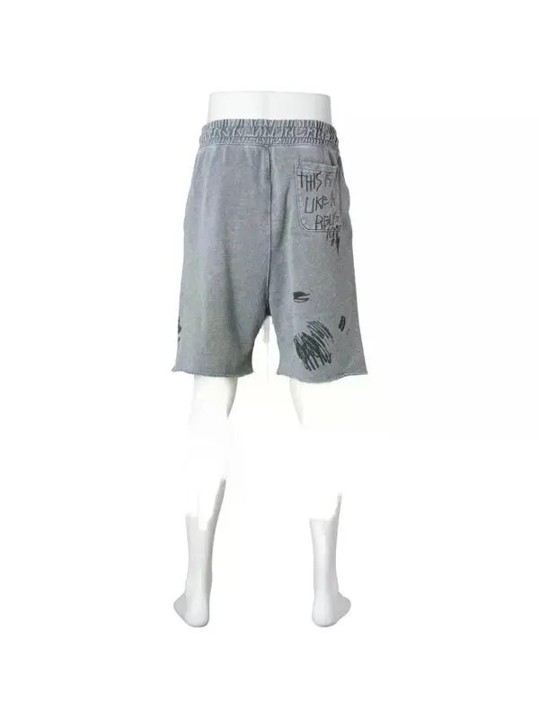 PALY Graphic Print Drawstring Shorts - Grey