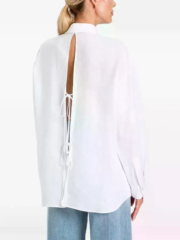 TWINSET Linen Shirt With Embroidered Logo - White