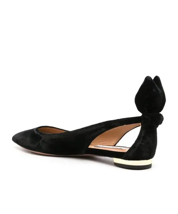 AQUAZZURA Bow Detailed Pointed Toe Ballet Ballerinas