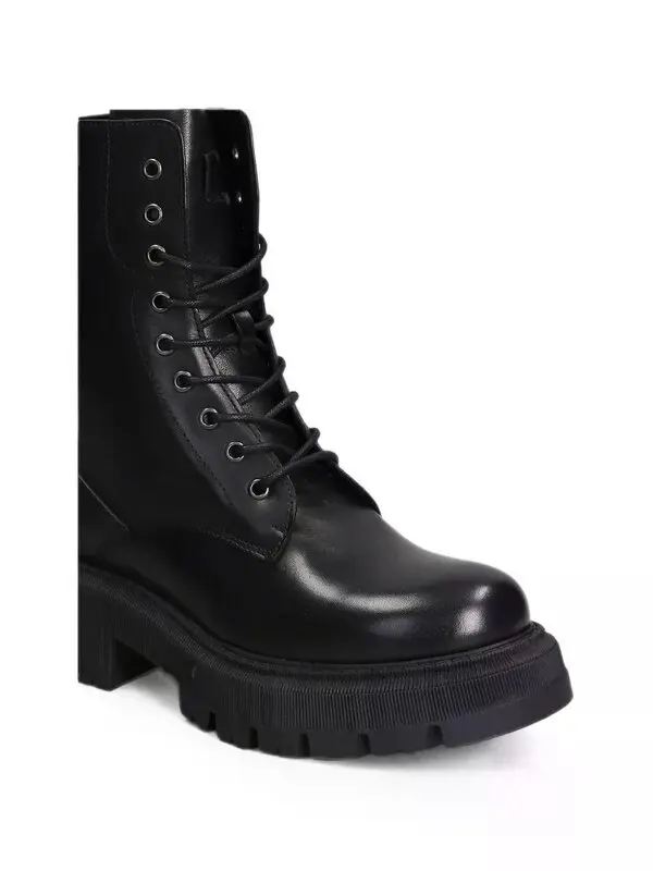 JULIE DEE Leather Lace-up Chunky Sole Boots