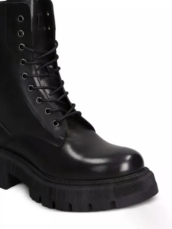 JULIE DEE Leather Lace-up Chunky Sole Boots