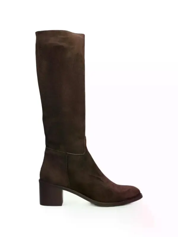 JULIE DEE Suede Block-heel Boots - Brown