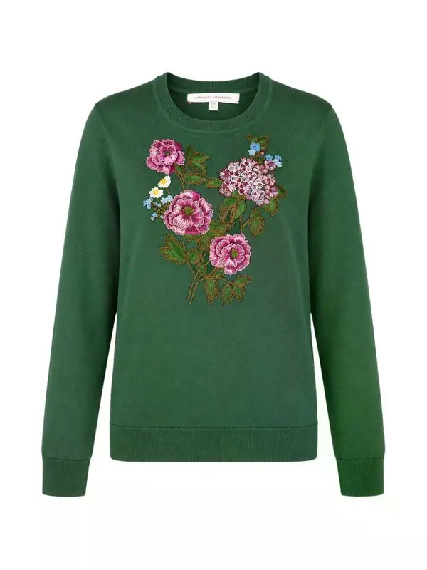 Carolina Herrera Floral-embroidered Sweater - Green
