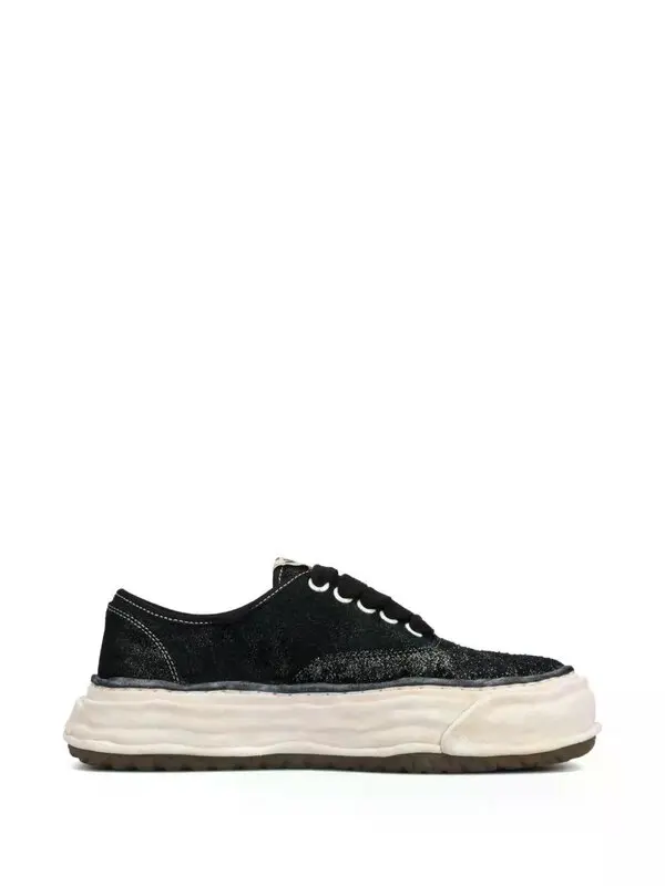 Mihara Yasuhiro Baker 26 Og Sole Glittery Suede Low-top Sneakers - Black