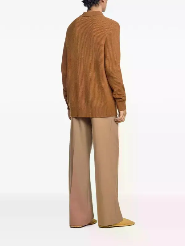 Sandro Ribbed Wool Polo Shirt