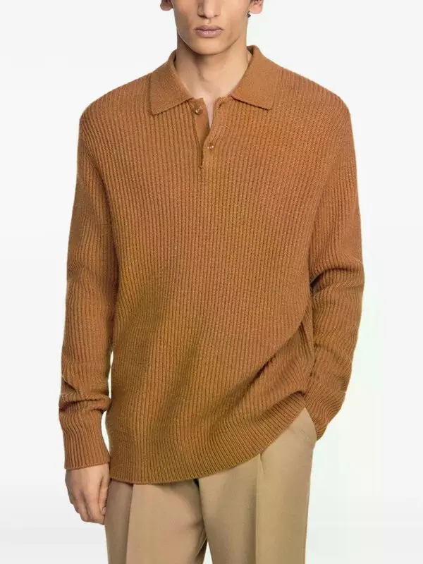 Sandro Ribbed Wool Polo Shirt