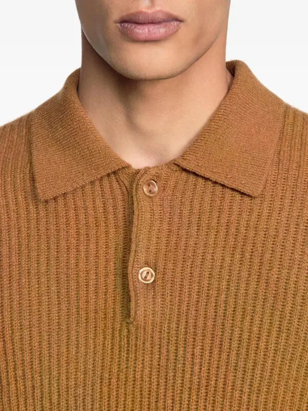 Sandro Ribbed Wool Polo Shirt
