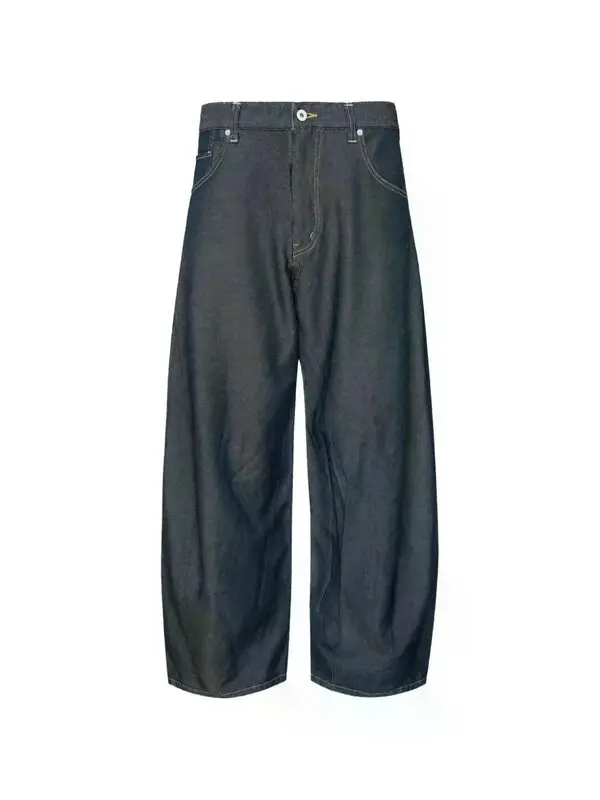 Comme Des Garçons Contrast-stitch Wide-leg Trousers - Blue