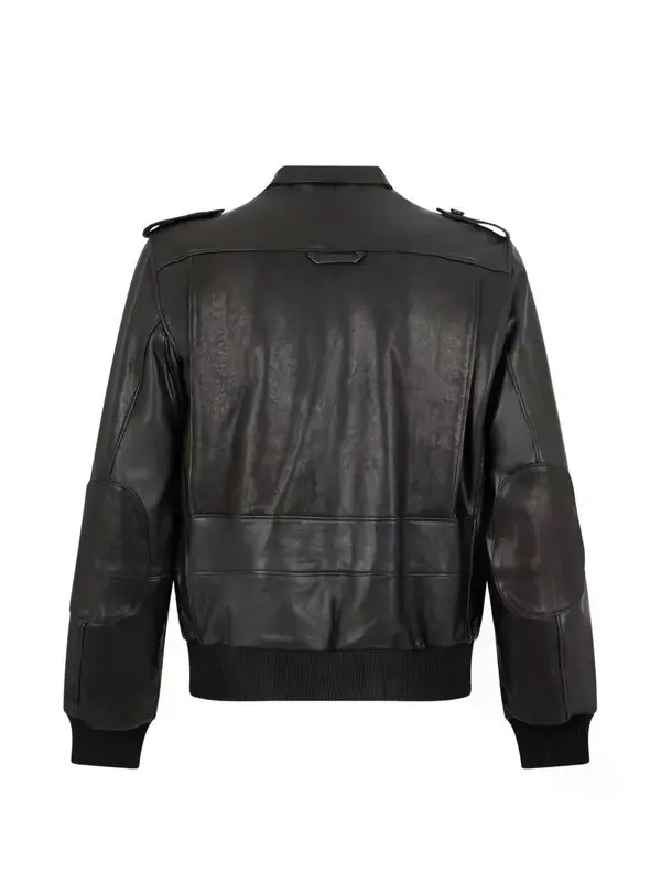 John Richmond Logo-patch Leather Bomber Jacket