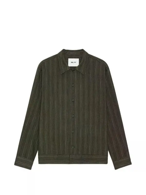 Nn07 Striped Reed Shirt - Green